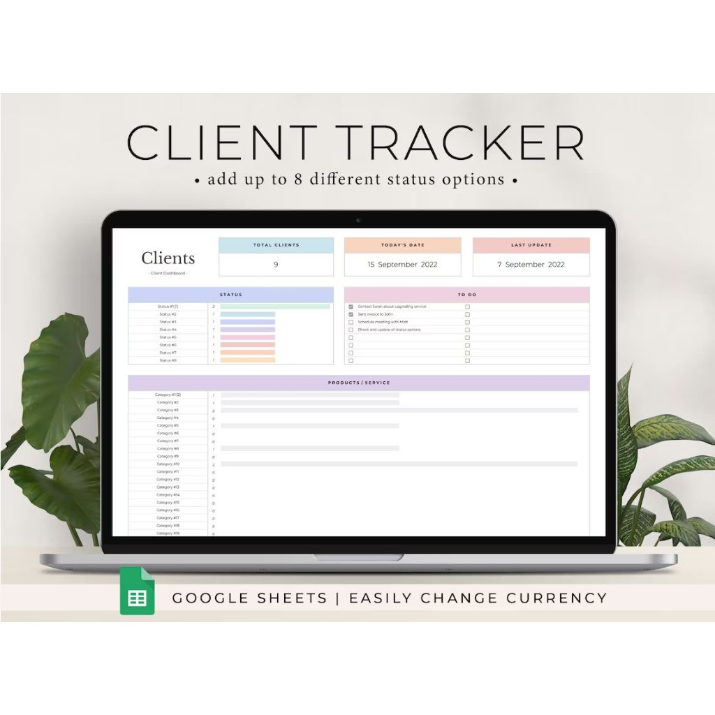 Digital Planner, Client Tracker Spreadsheet, Client Management Google Sheets, Small Business ...