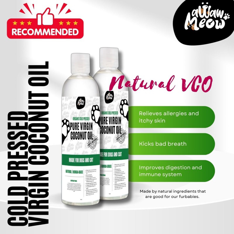 Awaw Meow Cold Pressed Virgin Coconut Oil 100ml (For Dogs and Cats ...
