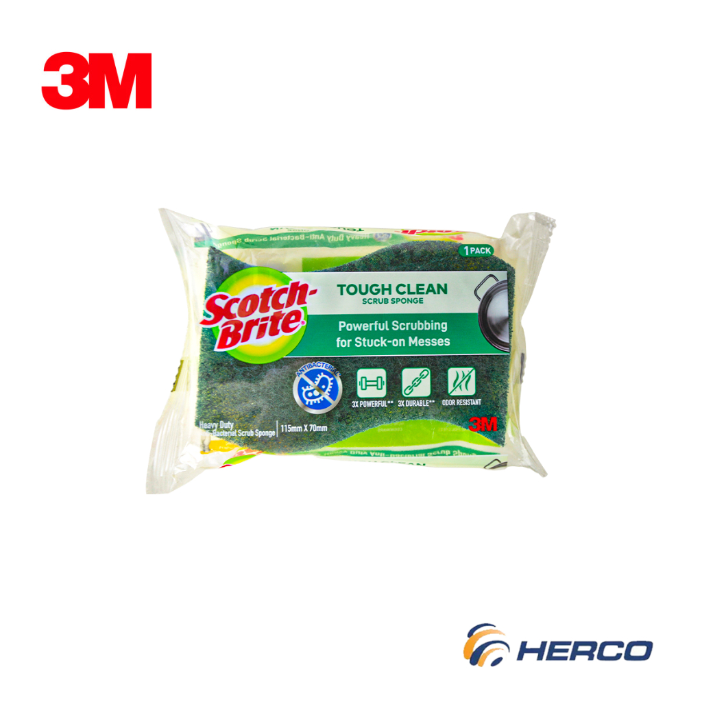 3M Scotch Brite Tough Clean Anti Bacteria Scrub Sponges 1PC 115mmx70mm ...