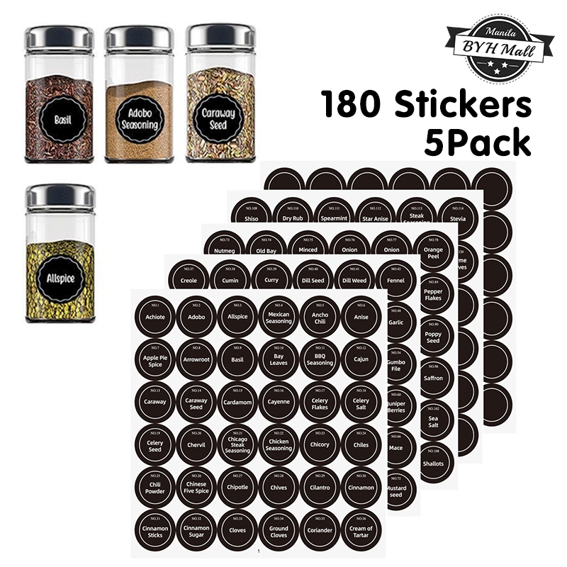 180 Stickers/168 Stickers Spice English Labels Stickers Waterproof ...