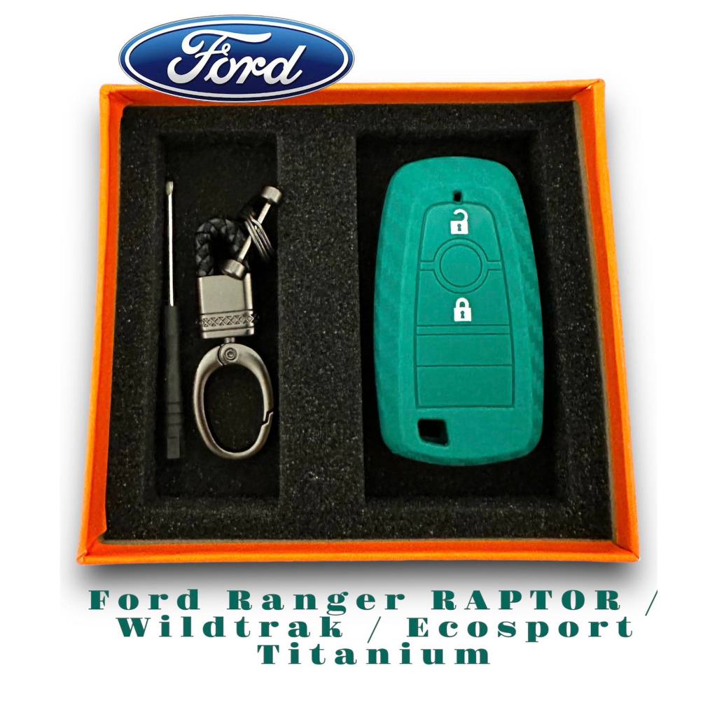 Carbon Fiber Silicone Key Cover with Keychain for Ford Ranger Raptor ...