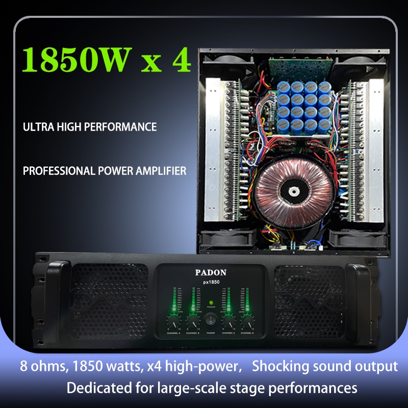 Professional amplifier. 8 ohms. Four channel 3u audio amplifier ...