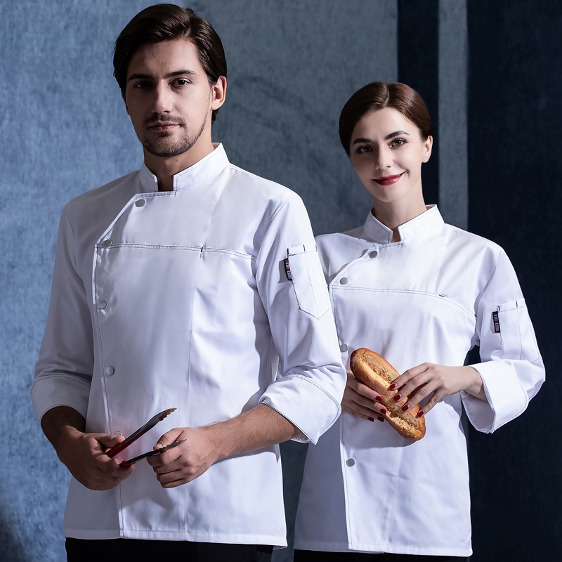Chefs Uniform Unisex Cook Chef Jacket Catering Uniform White Long Chef ...