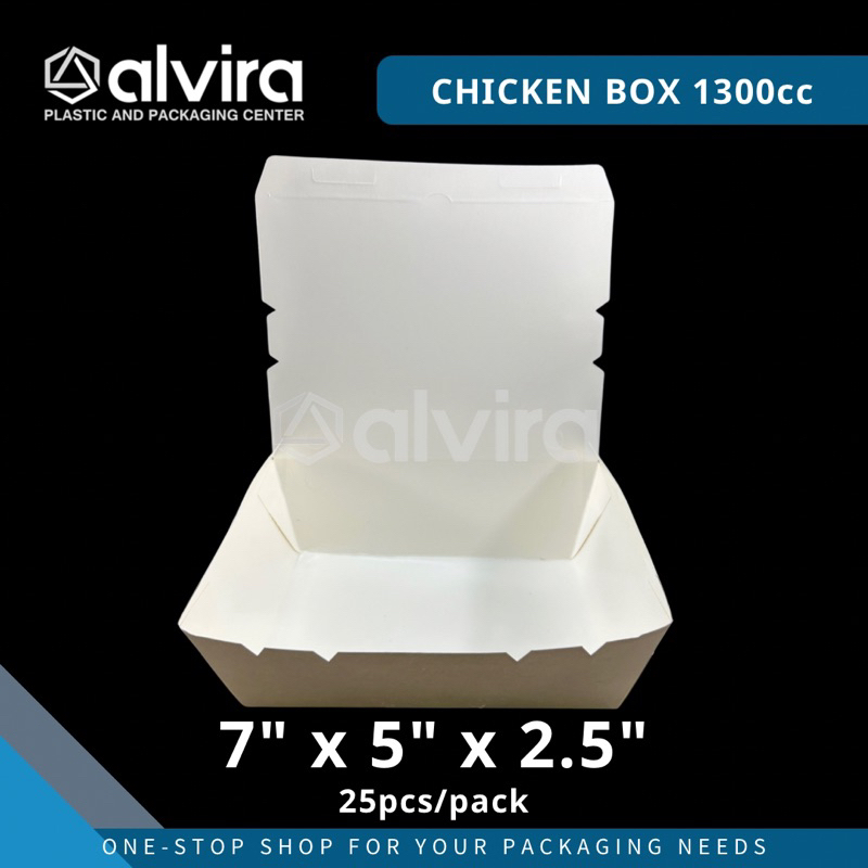 1 Whole Chicken Meal Box White 1300cc 7" x 5" x 2.5" (25pcs) | Shopee ...
