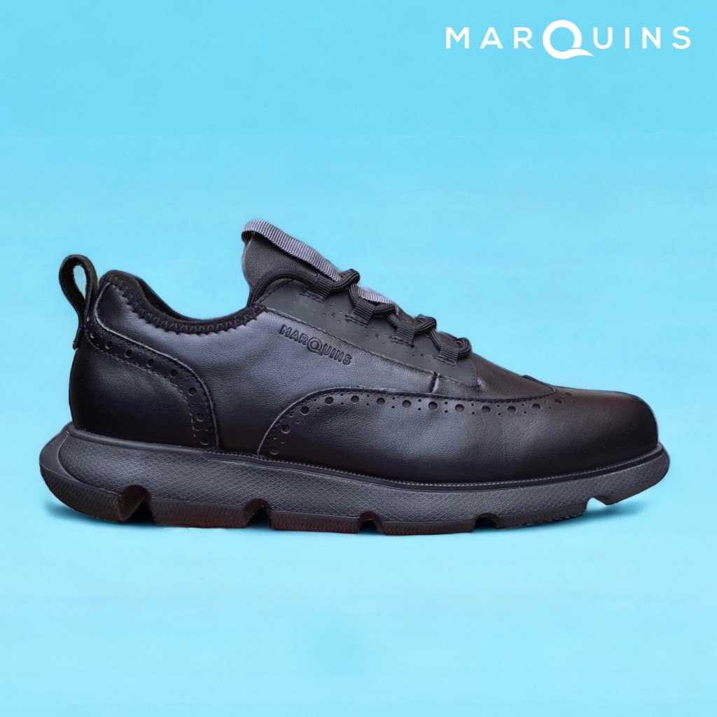 Marquins Genuine Leather Shoes - WAYNE TRIPLE BLACK | Shopee Philippines