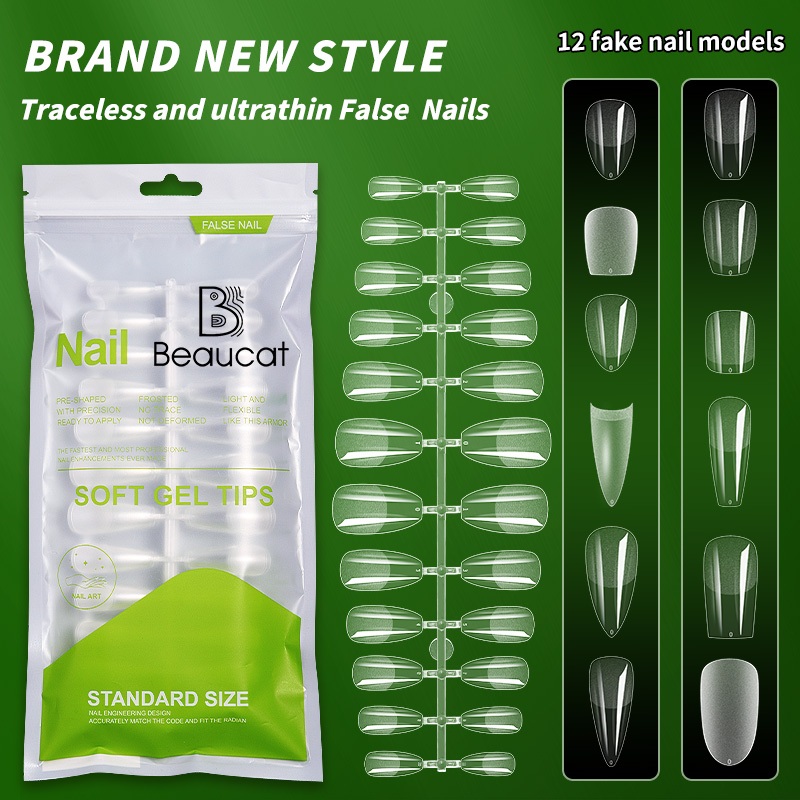 120pcs Clear Fake Nail Tips Press On False Nail Full Cover Coffin Semi