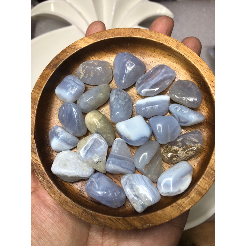 BLUE LACE AGATE TUMBLE NATURAL CALM-IMPROVE MOOD-COMMUNICATION-JOB INTERVIEW | Shopee Philippines