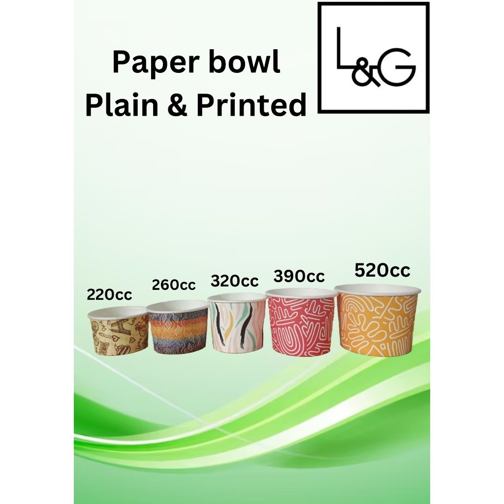 Paper Bowl 50pcs/25pcs Per pack (White Paper & Printed Bowl) | Shopee ...