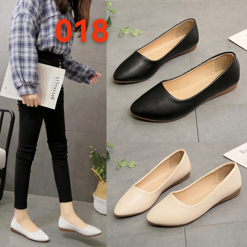 018# New solid color simple casual lazy shoes bean shoes a slip-on flat ...