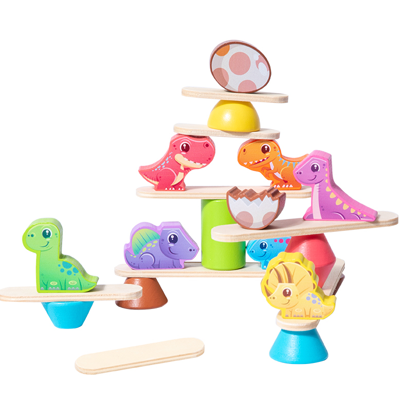Dinosaur Balance Blocks Board Games Wooden Educational Building Game ...