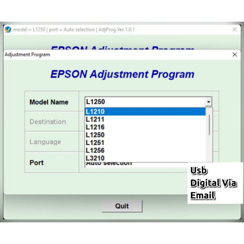 Epson Resetter Tool L1250 L3256 L1210 L1211 L1216 L1251 L1256 L3211 ...