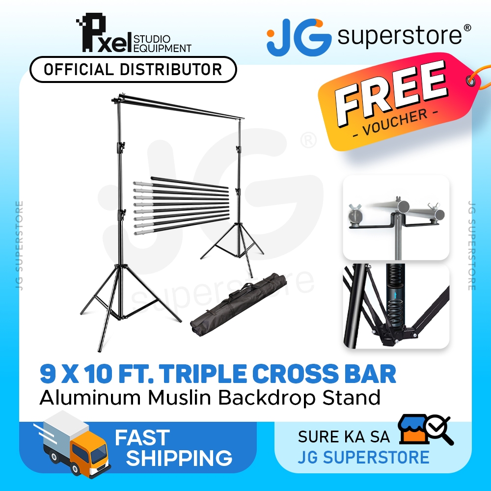 Pxel 9 x 10 feet Aluminum Triple Crossbar Muslin Backdrop Studio ...