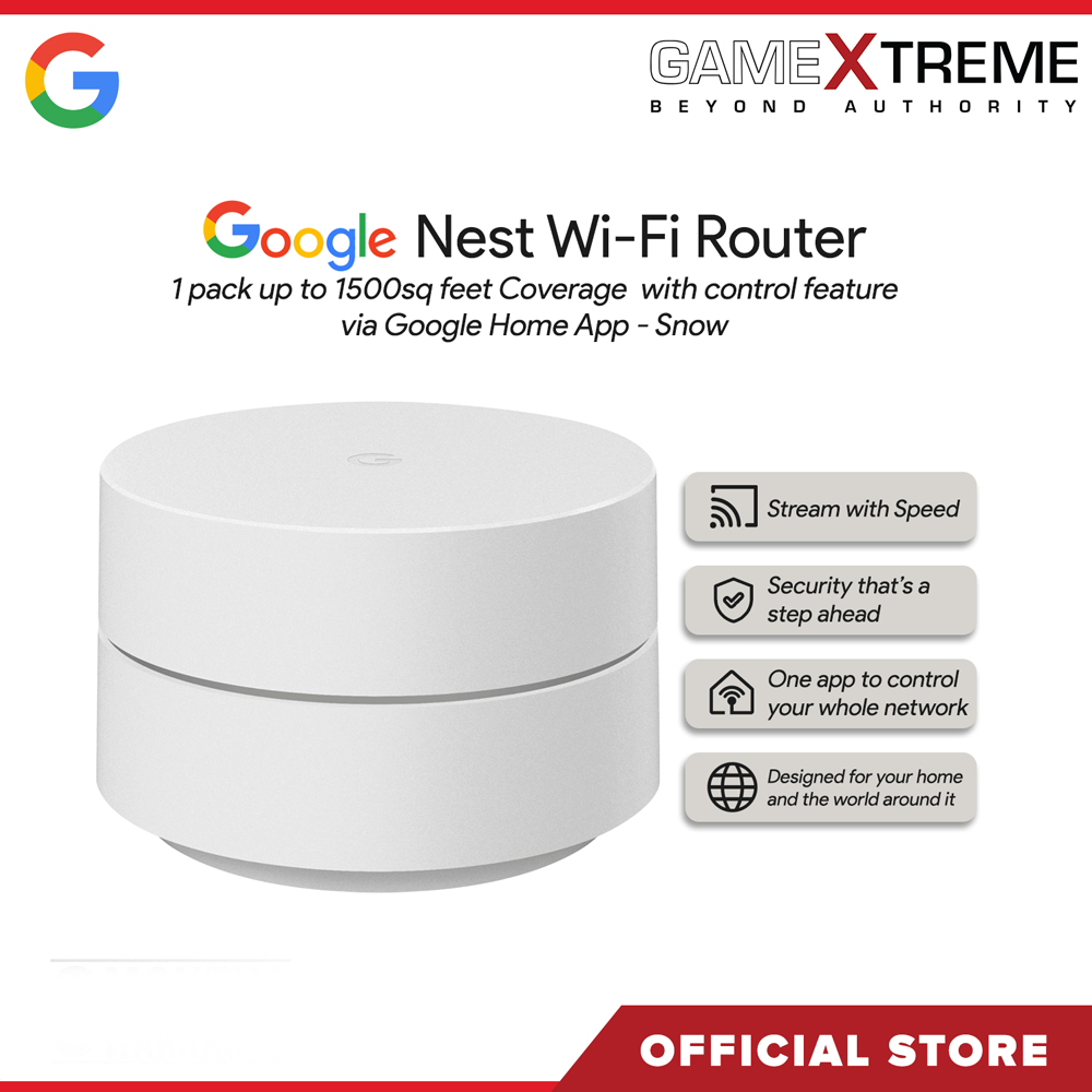 Google Wi-Fi Router (AC1200) 1 Pack Up to 1500sq Feet Coverage/Control ...