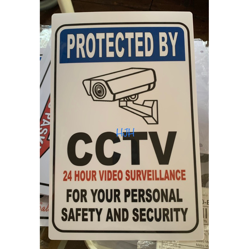 PROTECTED BY CCTV PVC Wall Signage 7.8x11 inches | Shopee Philippines