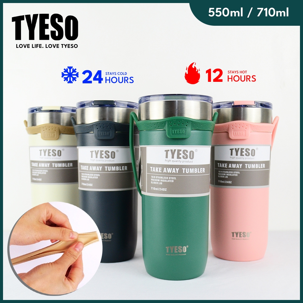 Tyeso Tumbler Stainless Steel Cup Mug Water Bottle with Strap 500ML|710ML | Shopee Philippines