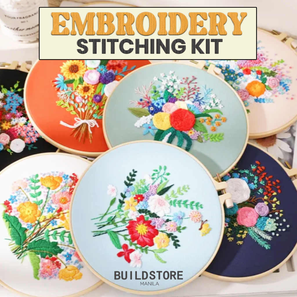 [ SET ] Embroidery Beginner Kit with Threads Tools | Embroidery ...