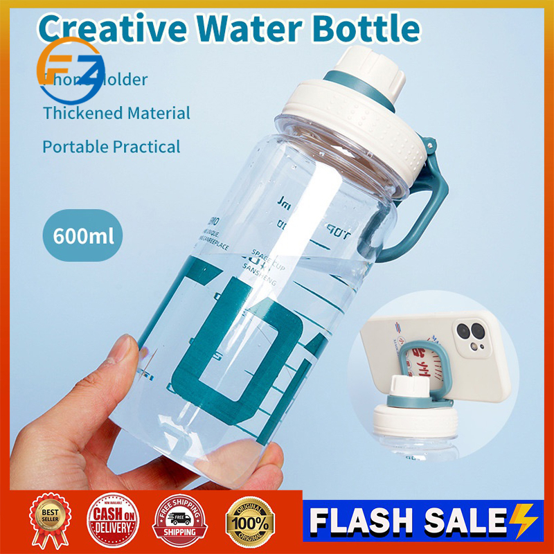 FZ 600ML Portable Sports Water Bottle with Cellphone Holder Scale ...