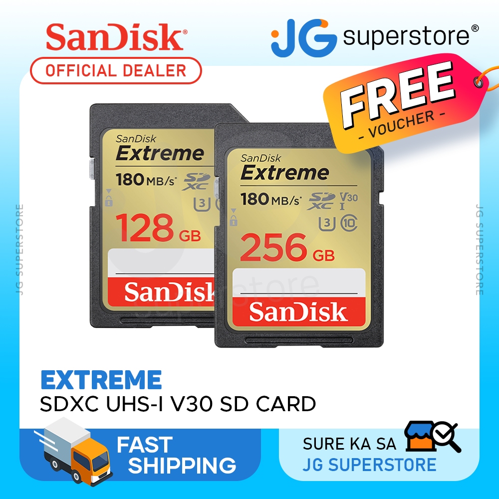 SanDisk Extreme SD Card UHS-I SDXC Class 10, 180MB/s (128GB, 256GB ...