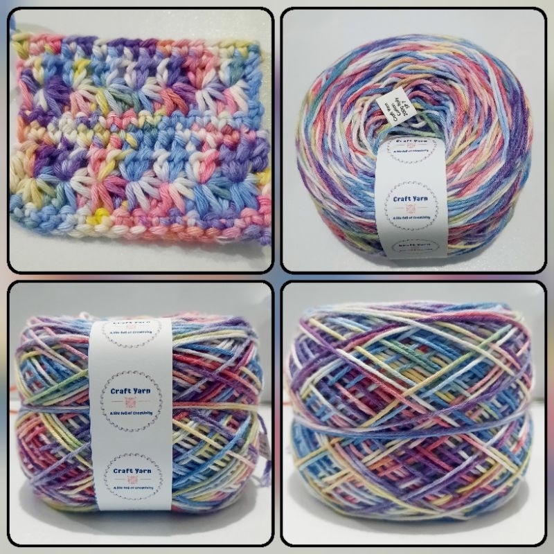 Craft Yarn #7 Sprinkled Hand Dyed Cotton Yarn (100g,200g,300g) (6ply ...