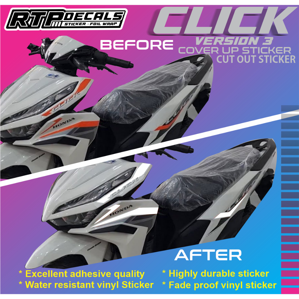 COVER UP DECALS STICKER FOR HONDA CLICK V3 AVAILABLE ANY COLORS (NEW ...