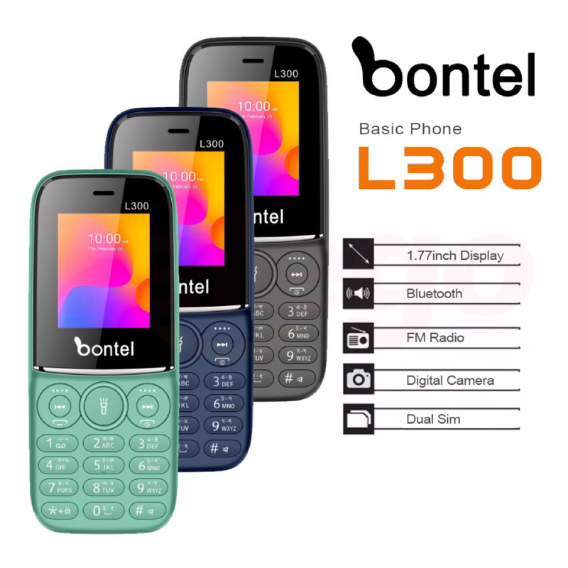 Bontel L300 Basic Mobile Phone 1000mAh Dual Sim with MP3, MP4 Wireless ...