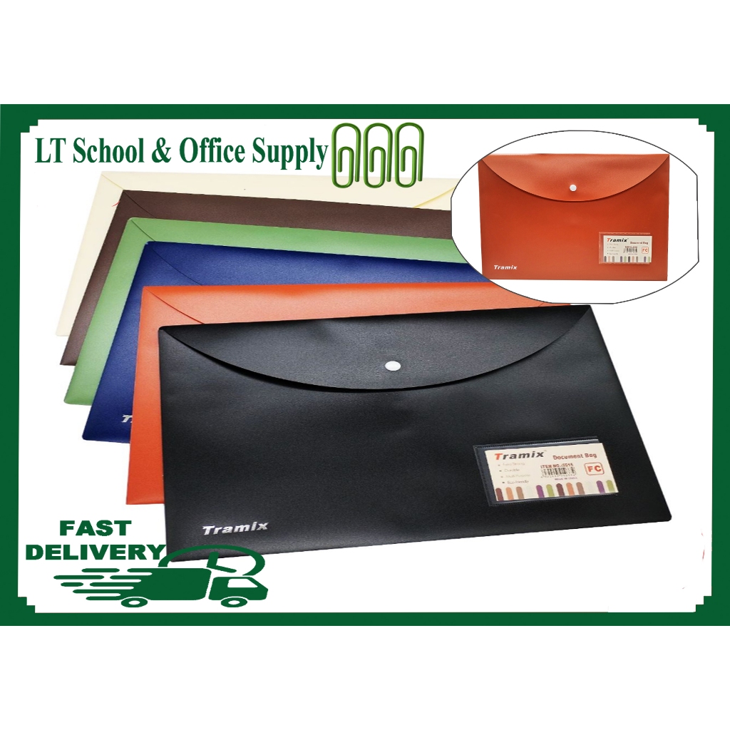 Tramix Plastic Document Envelope Snap Botton Long size (36x26cm ...