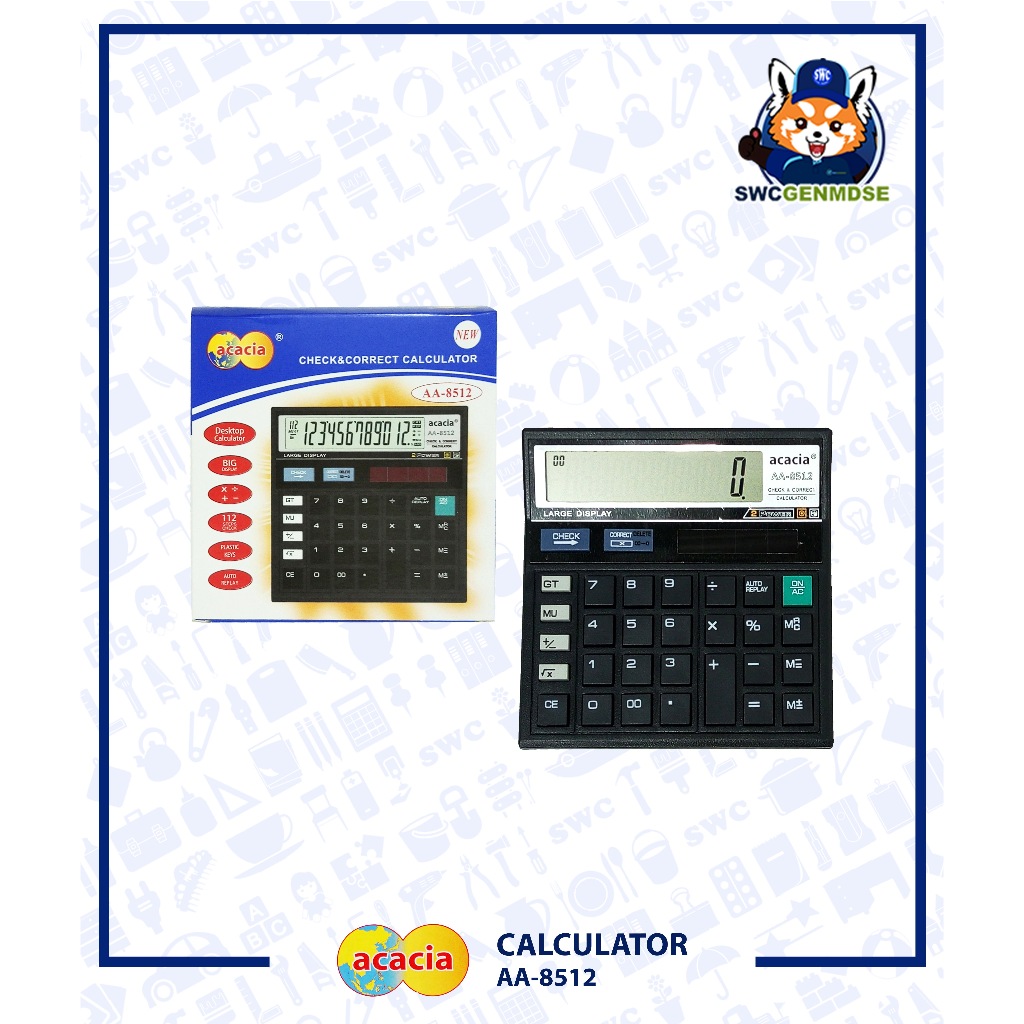 ACACIA Solar Electronic Check & Correct Calculator | 12 Digit Desktop ...