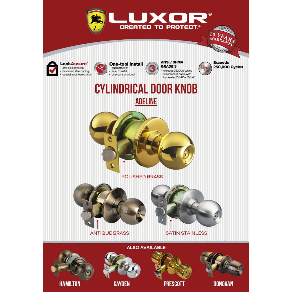 Luxor door knob lockset door lock Adeline Series | Shopee Philippines