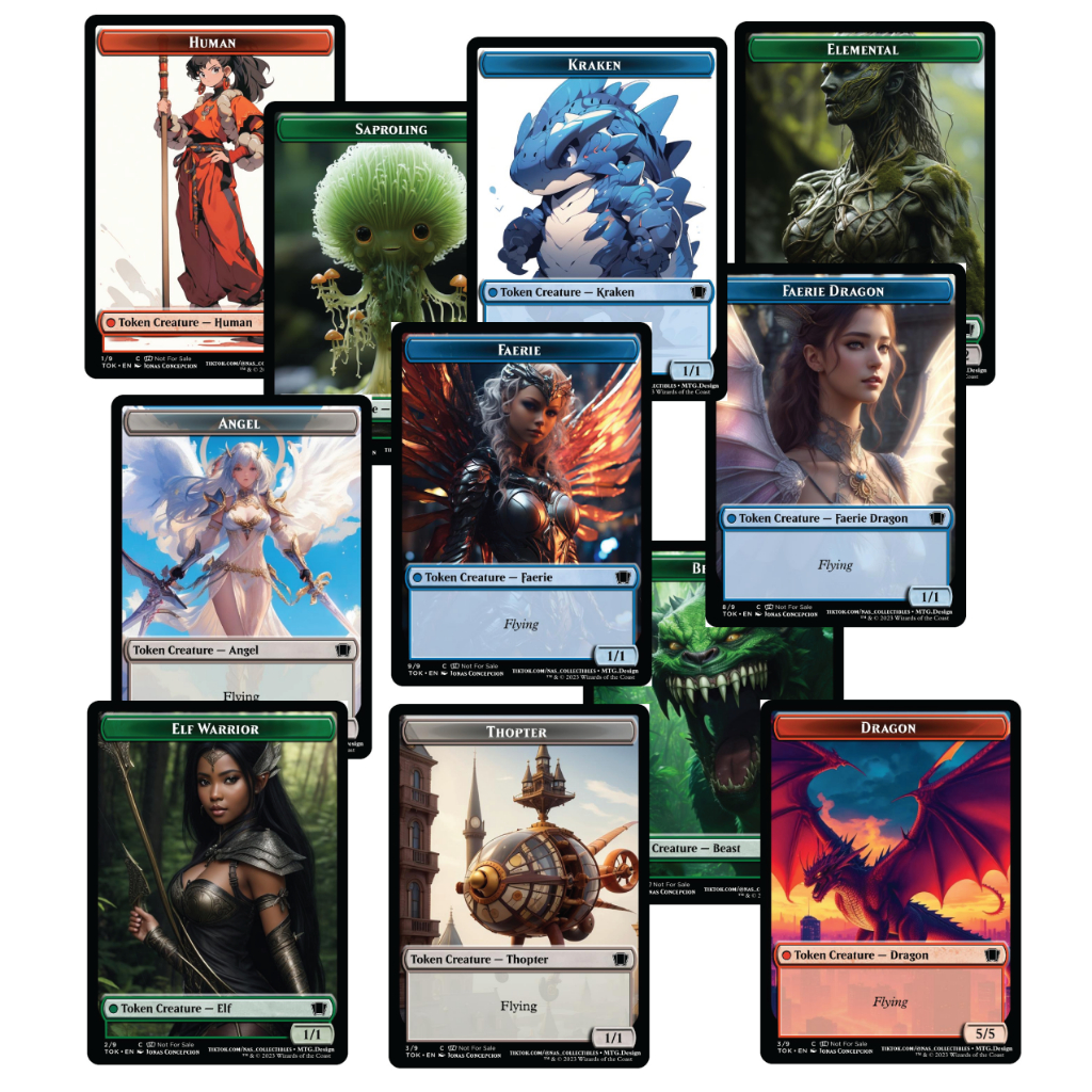 Custom MTG Tokens, Angel, Thopter, Faerie, Dragon, Beast, Elf ...