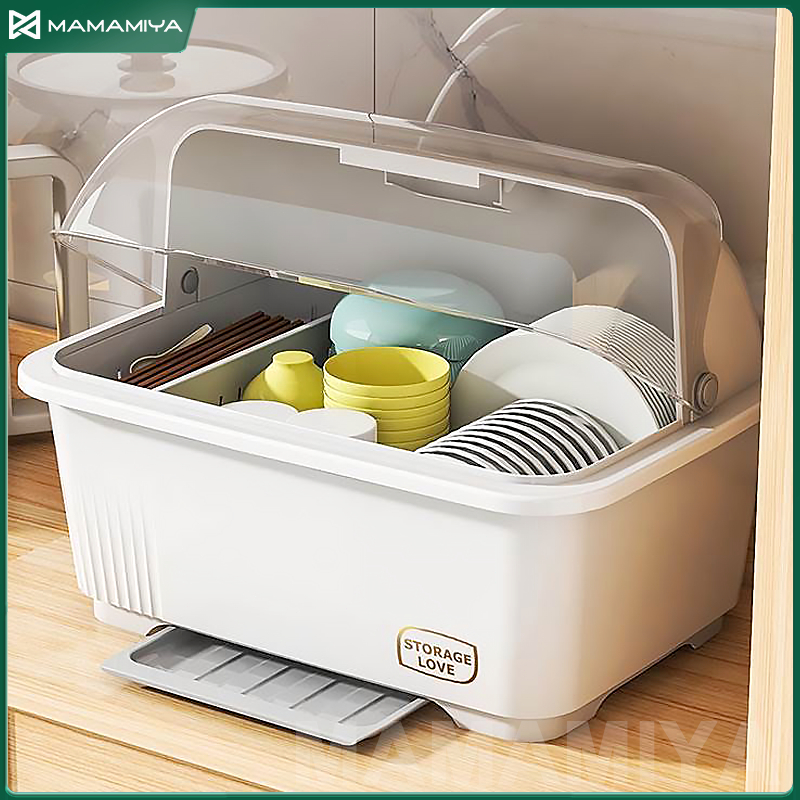 Dish Rack with Cover Plastic Dish Storage Box Insect-proof Innovative Kitchen Organization Tools ...