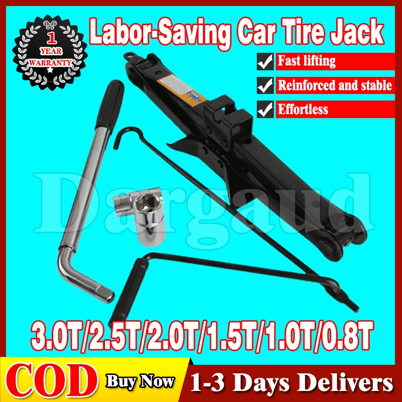 With wrench 3T Auto Labor Saving Jack Small Car Tire Jack SUV Car Tool ...