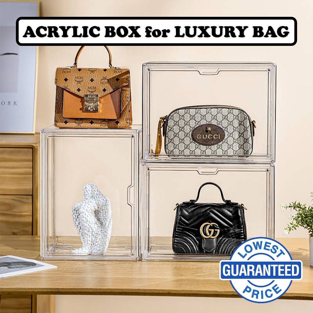 Clear Acrylic Case for Luxury Bag with Magnetic Display Box Side Drop ...