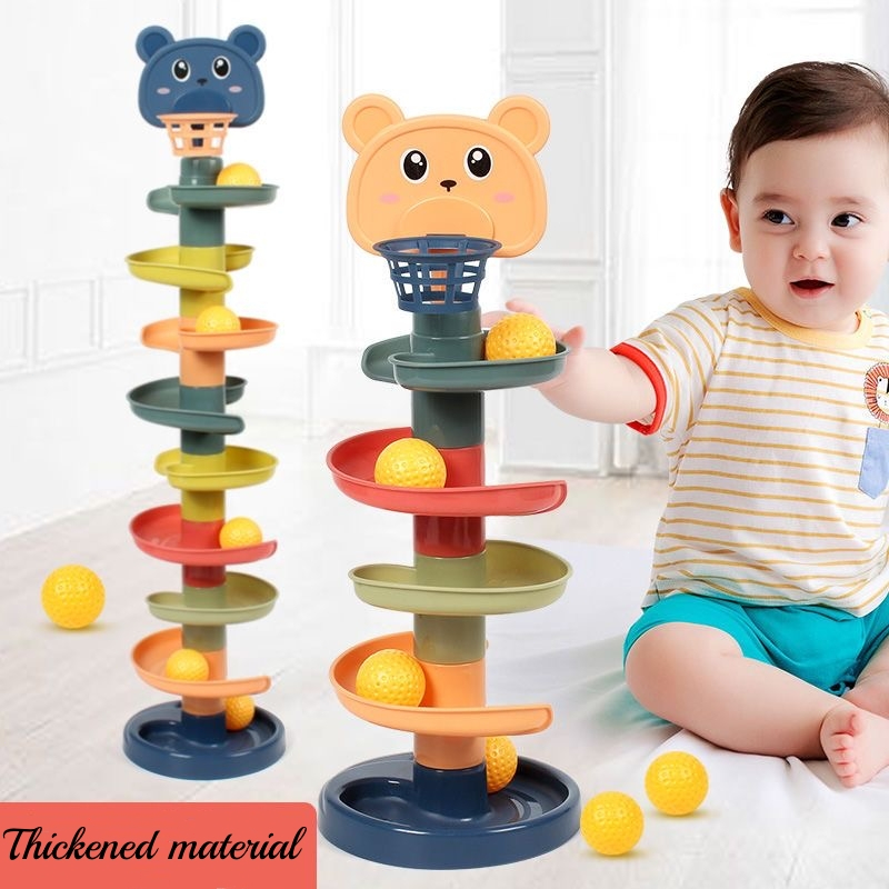 Rotating Track Baby Slide Tower Shooting ball Hands on Building Slide ...
