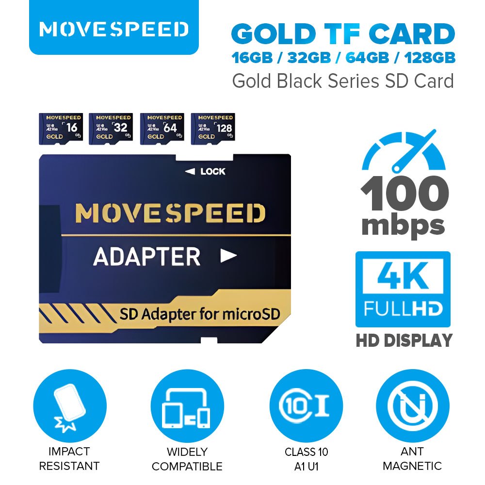 Move Speed Gold Black Series Micro SD Card 16GB I 32GB | 64GB | 128 ...