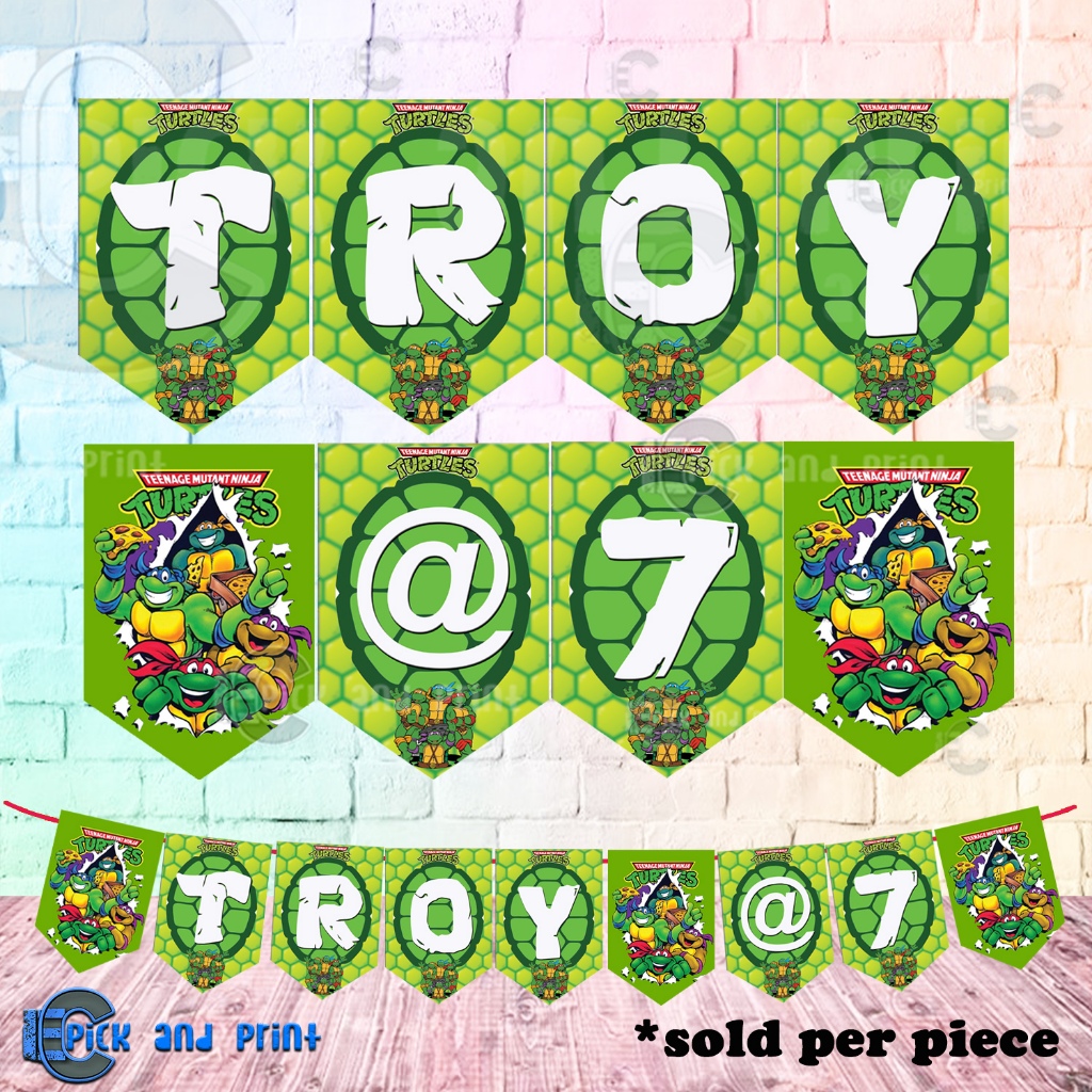 Teenage Mutant Ninja Turtle Personalized Name Flag Banner Banderitas ...
