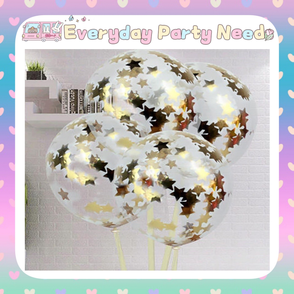 5pcs Gold Silver Star Confetti Balloons Birthday Party Wedding
