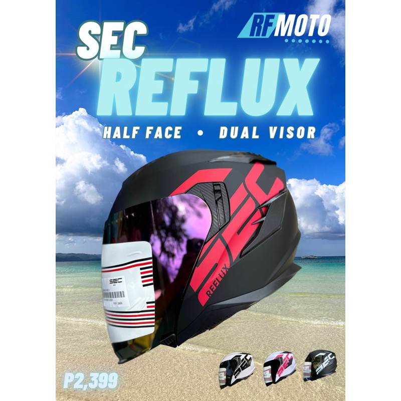SEC REFLUX HALF FACE DUAL VISOR HELMET WITH FREEBIES! | Shopee Philippines