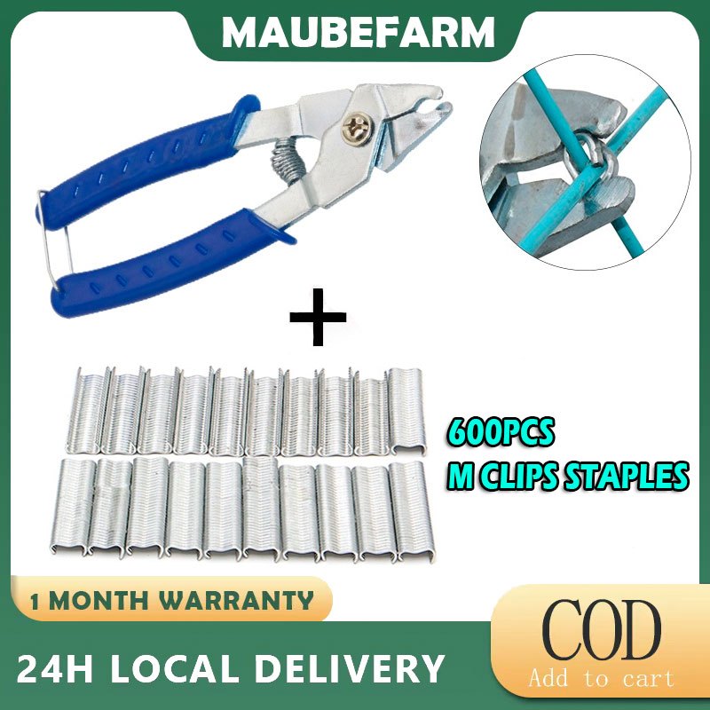 Hog Ring Plier and 600Pcs M Clips Staples for Pet Rabbit Quail Birdcage ...