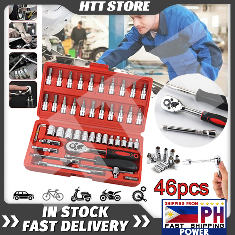 46pcs/set HTT Tool Box Car Motorcycle Repair Set Hand Tools Home ...