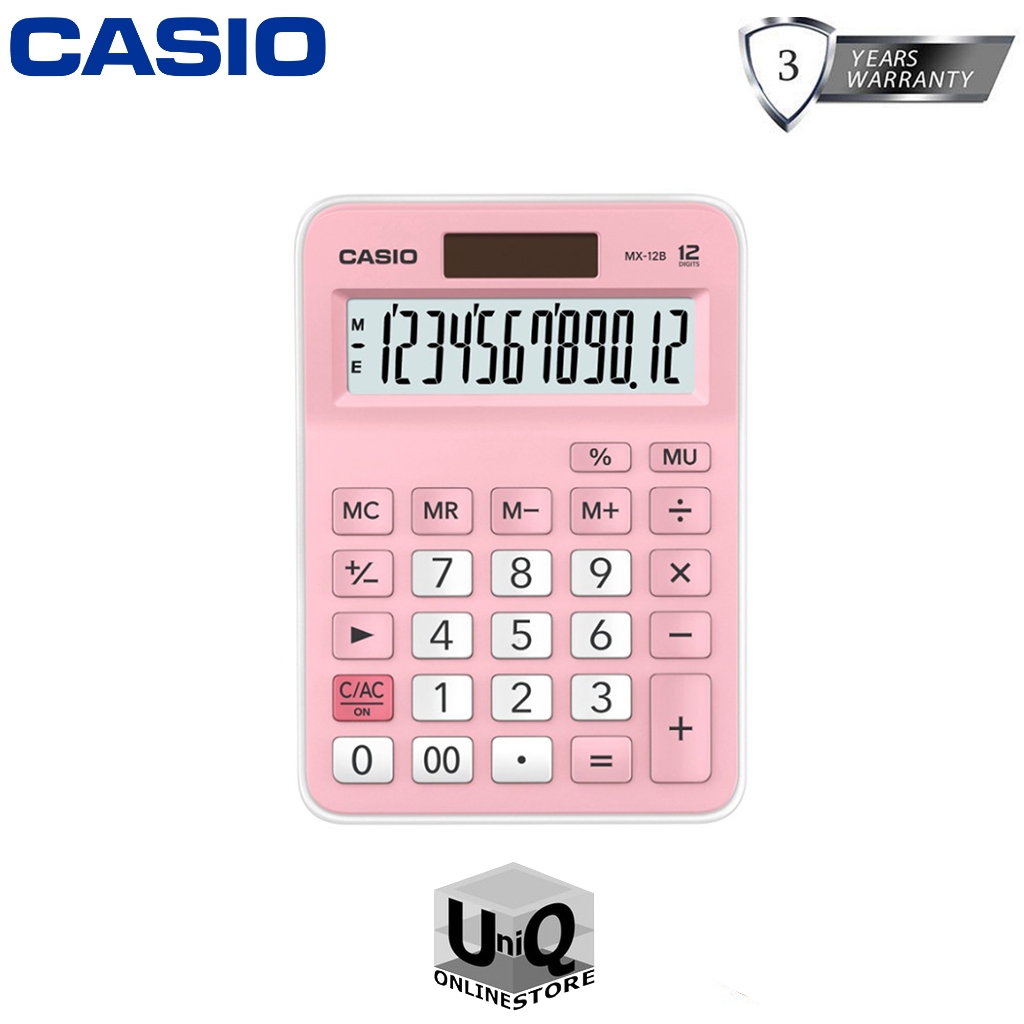 Casio Mx-12B-Pk (Pink) Practical Calculator, 12 Digits, Mini Desk Type, Extra Large Display ...