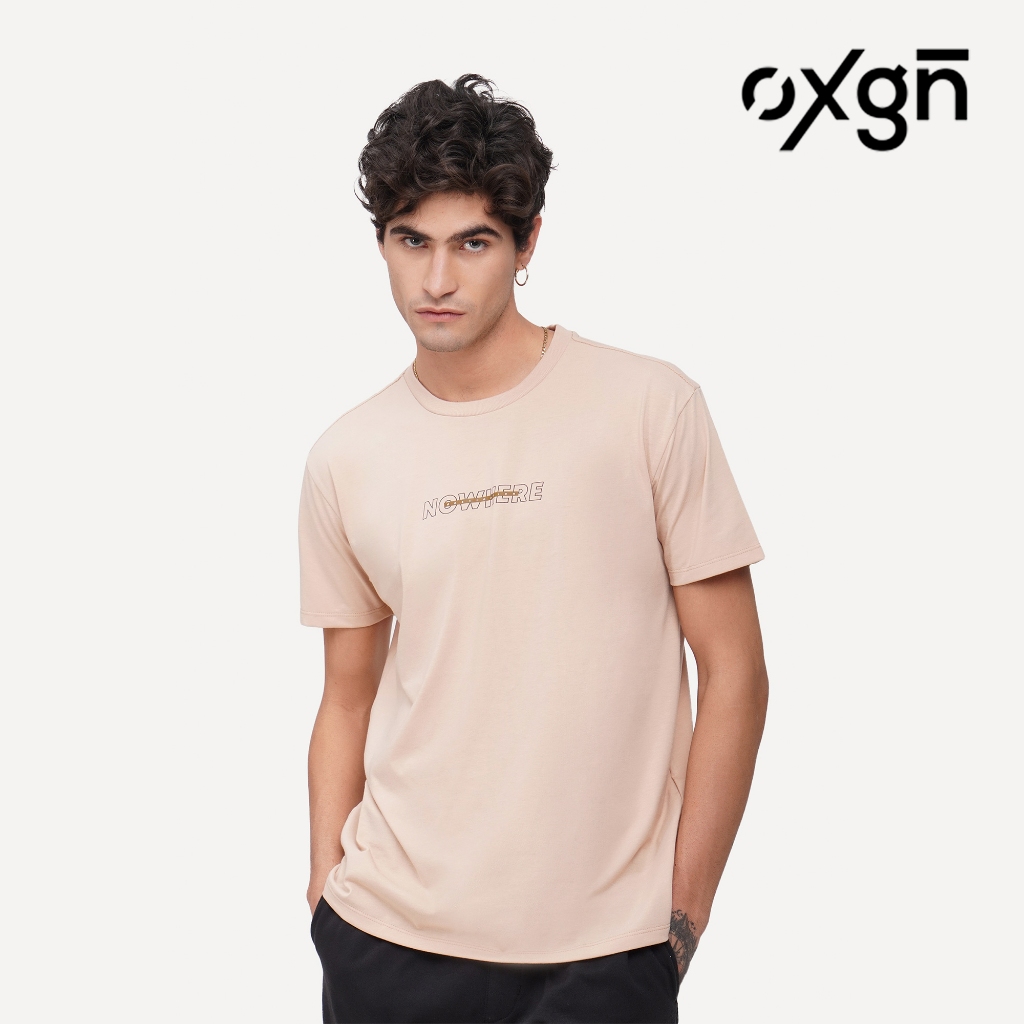 OXGN Nowhere Destination Graphic Print T-Shirt For Men (Tan) | Shopee ...