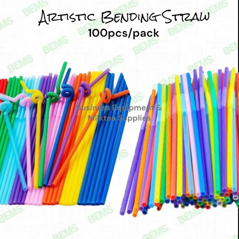 Artistic Bending Juice Straw assorted color for ice coffee lemonade ...