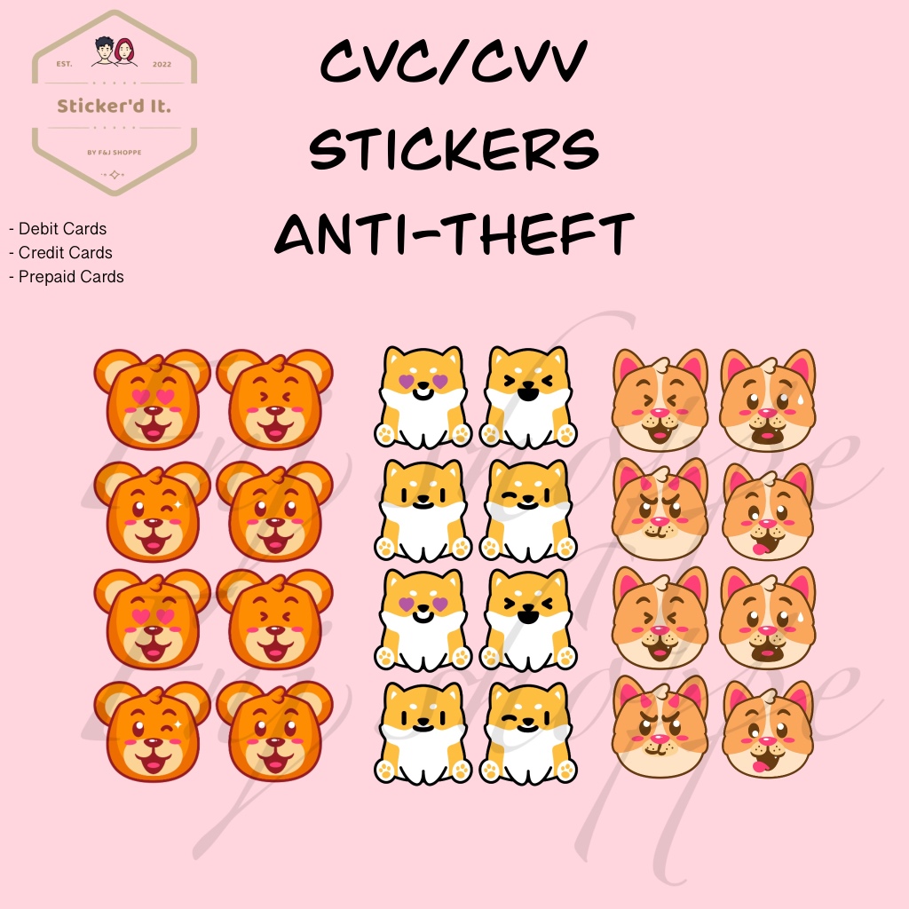 Dog Edition - Cute CVV/ CVC Stickers (Anti-Theft Stickers for ATM and ...