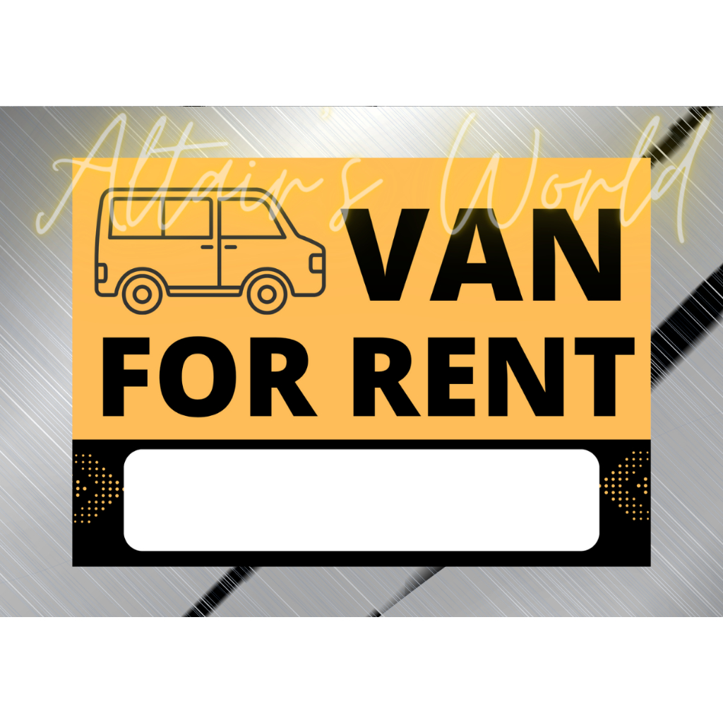 Aw Signages FOR RENT FOR HIRE Van Car L300 Bridal Car For Rent Sign ...