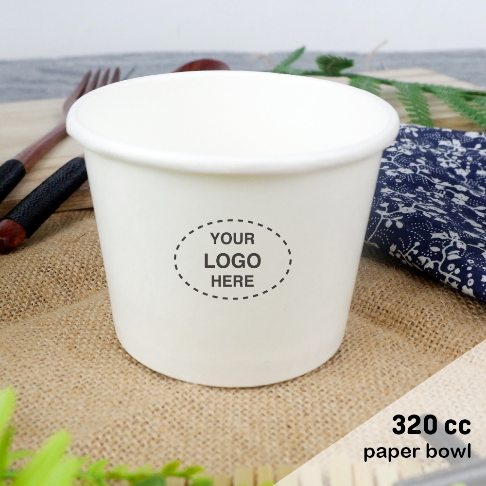 50 PCS PLAIN WHITE PAPER BOWLS WITH OR WITHOUT LID SOUP BOWL RICE BOWL ...