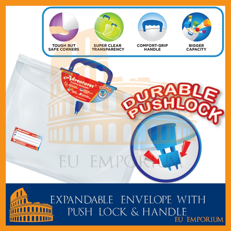 Envelope Plastic Expandable Push Lock Type with Handle Long Short Clear ...