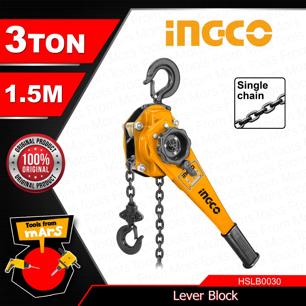 Ingco 3TON x 1.5m Lever Block Lifting Chain Adjustable Ratchet Puller ...