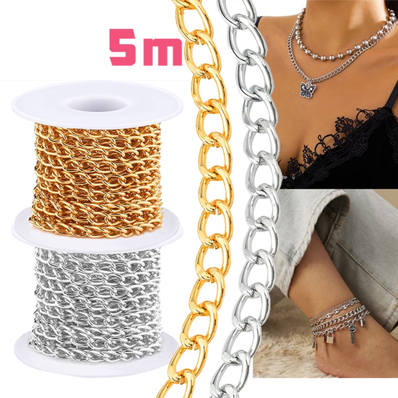 5m/Roll Aluminium Curb Cuban Chains Twisted Link Chains DIY Necklace Bracelet Jewelry Supplies ...