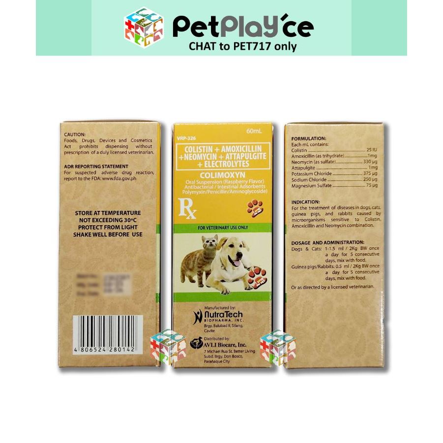 Colimoxyn 60ml Anti Diarrheal Oral Suspension Liquid for Dogs Cats Meds ...