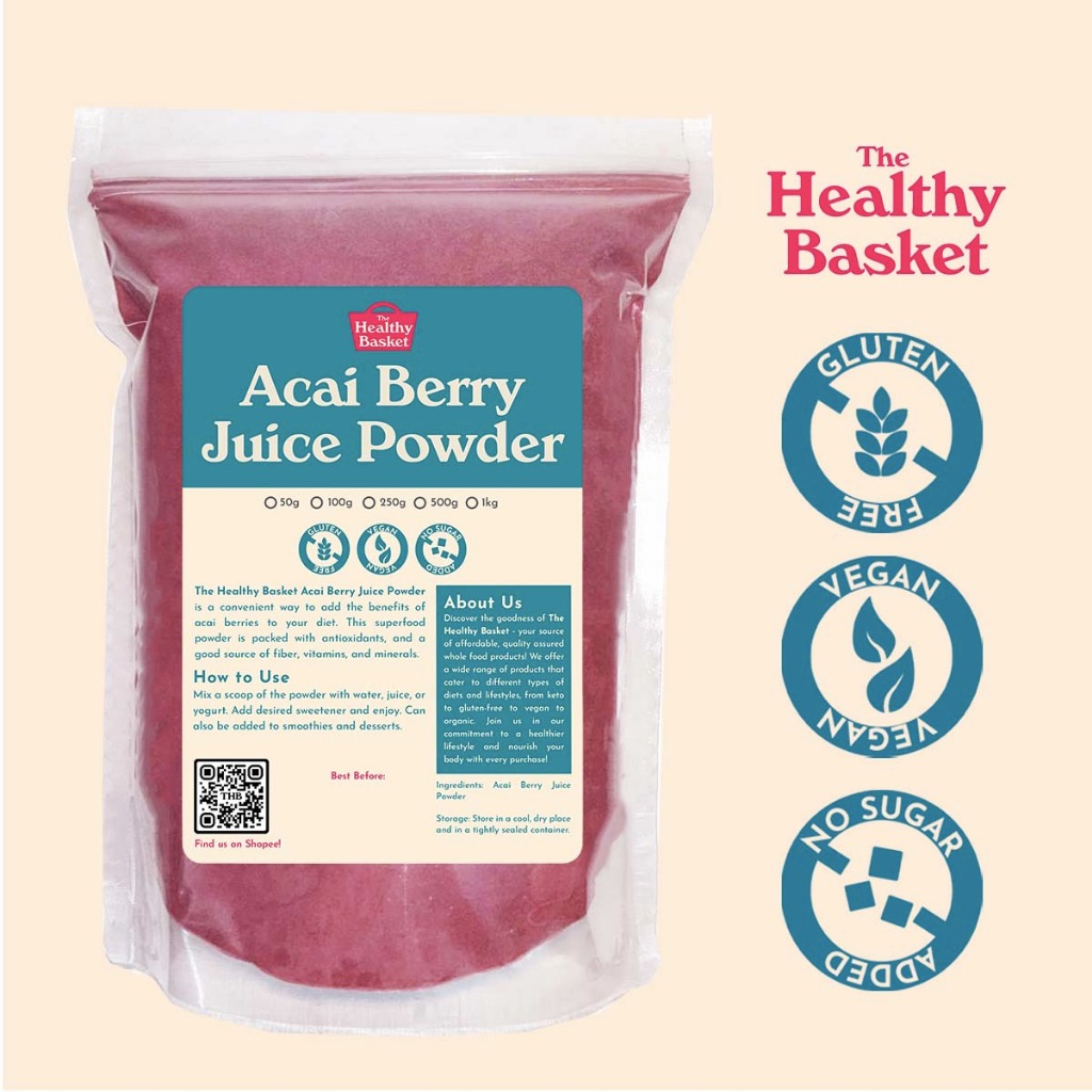 Healthy Basket Acai Berry Juice Powder (50g, 100g & 250g) | Shopee ...